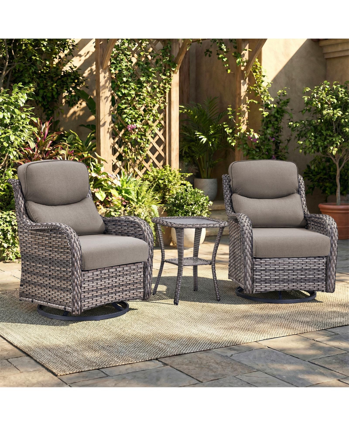 Click here for Pocassy Outdoor Swivel Glider Rocker Chairs with 5... prices
