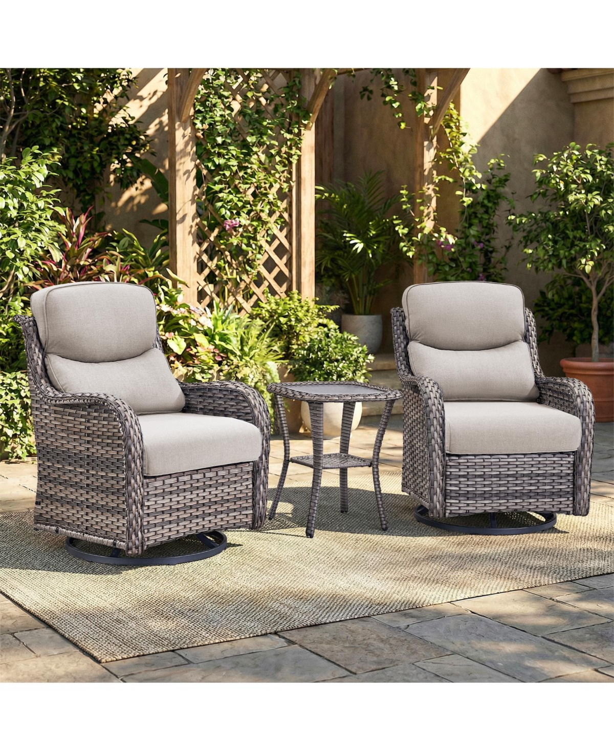 Click here for Pocassy Outdoor Swivel Glider Rocker Chairs with 5... prices