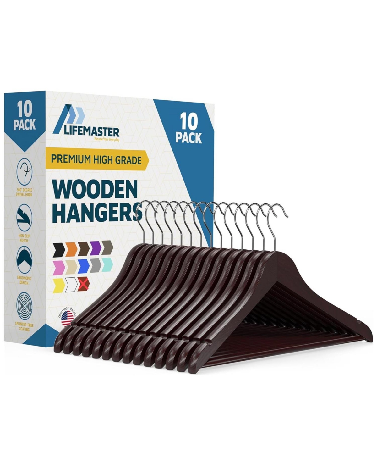 Click here for Lifemaster Wooden Clothes Hangers with 360degree(s... prices