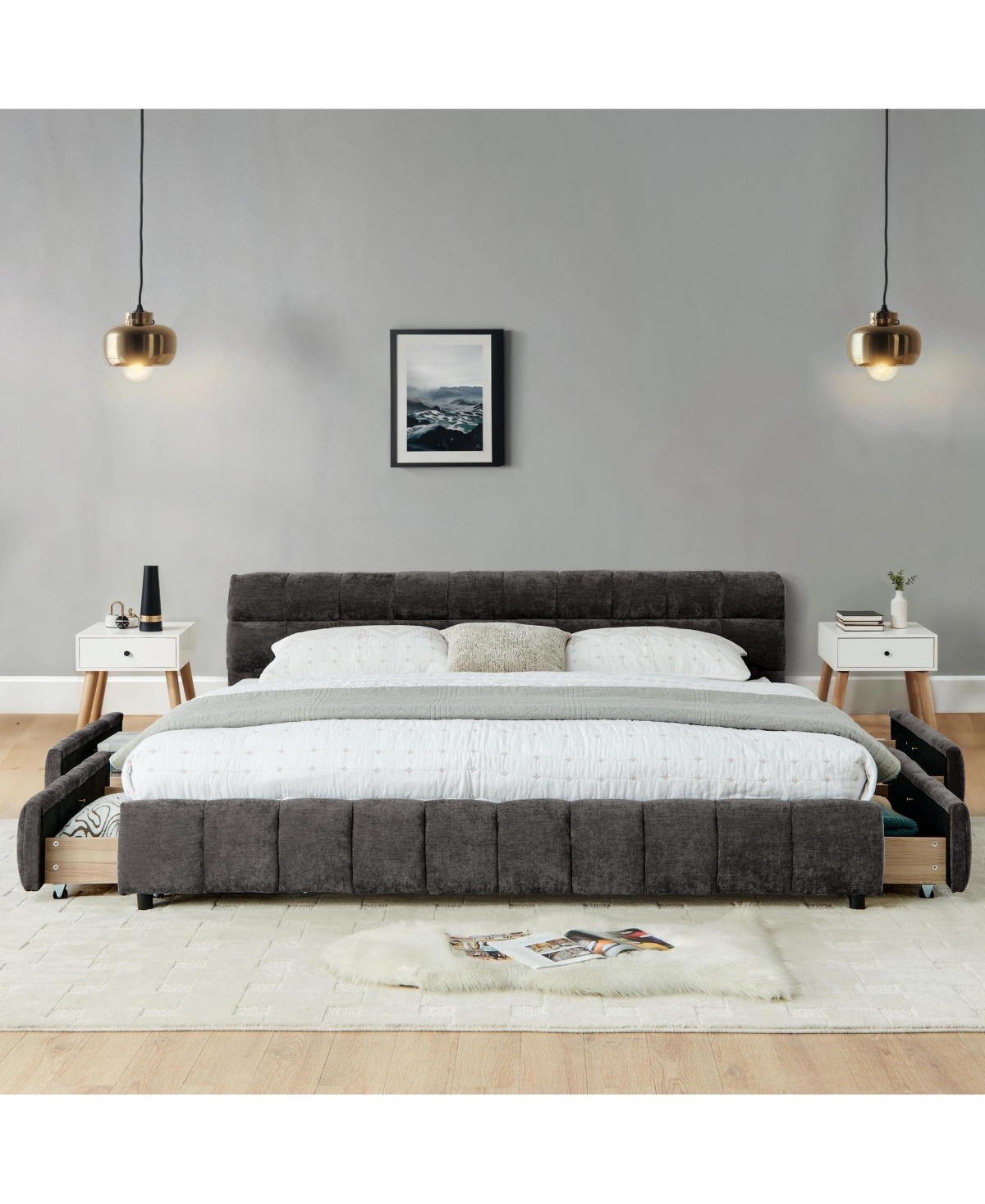 Click here for Clihome King Platform Bed with Storage Drawers  Up... prices