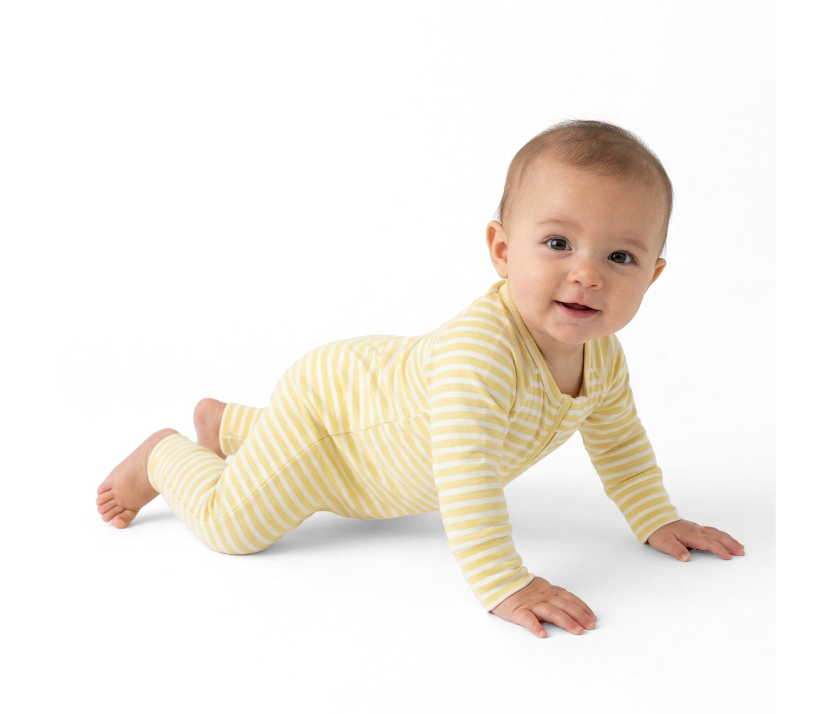 Click here for Motette Baby Lemon Stripe Sleeper - Yellow and whi... prices