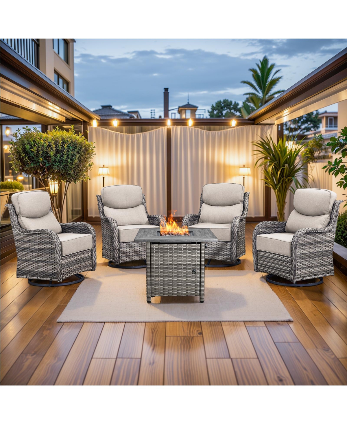 Click here for Pocassy Outdoor Furniture with Fire Pit -Patio Tab... prices