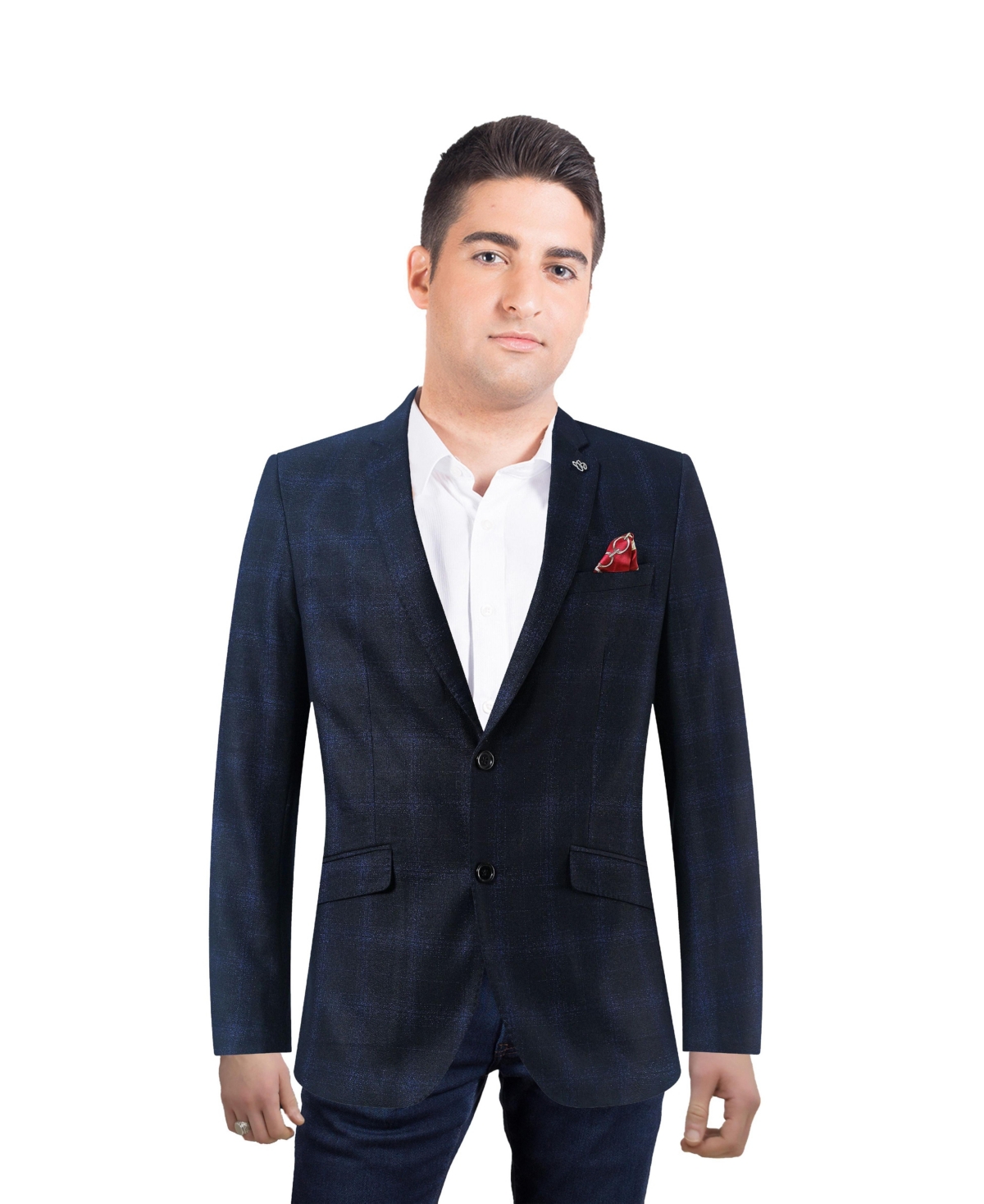 Click here for Elie Balleh Mens Slim Fit Plaid Single Breasted Bl... prices