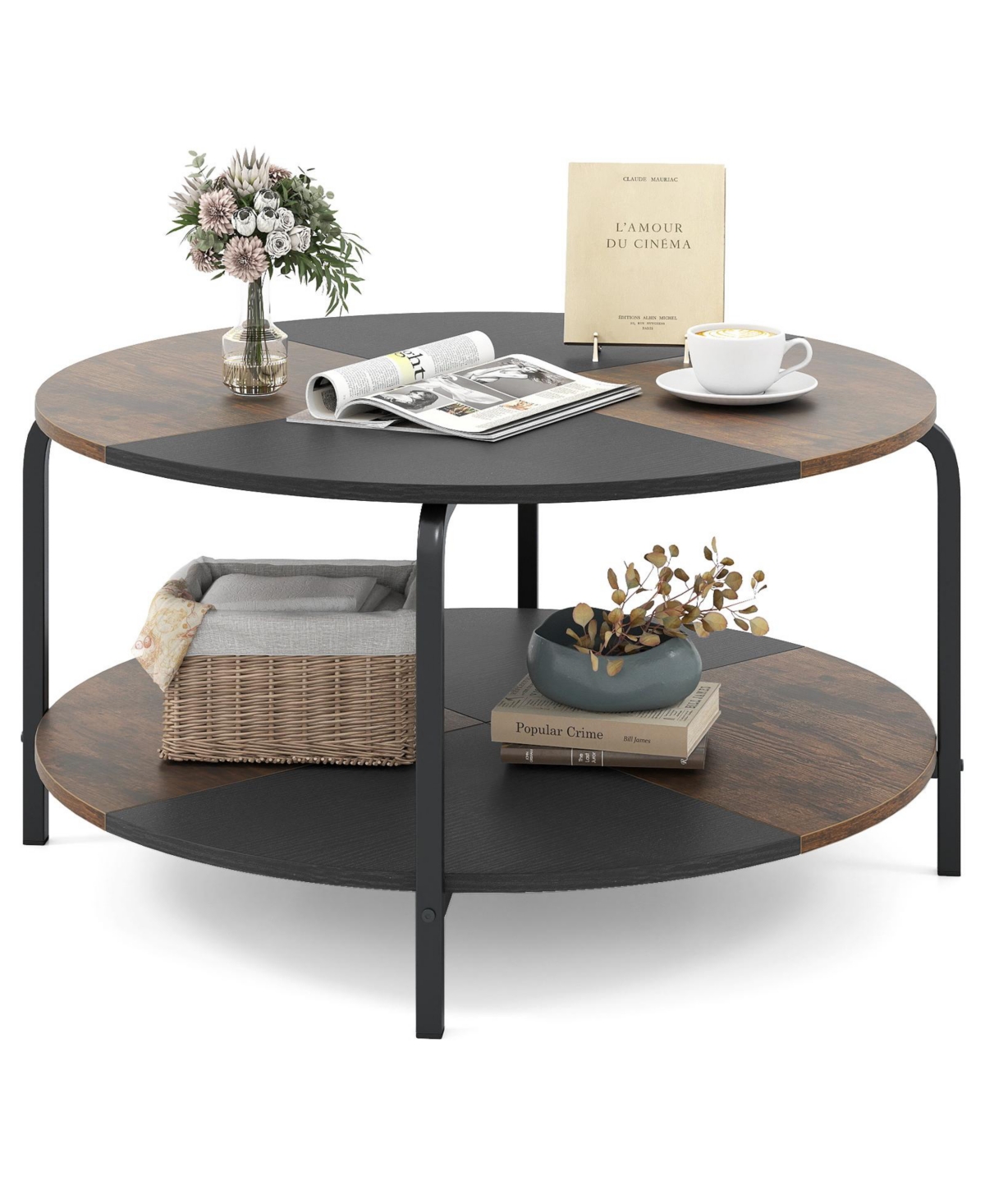 Click here for Gymax 2-Tier Round Coffee Table With Storage Shelf... prices