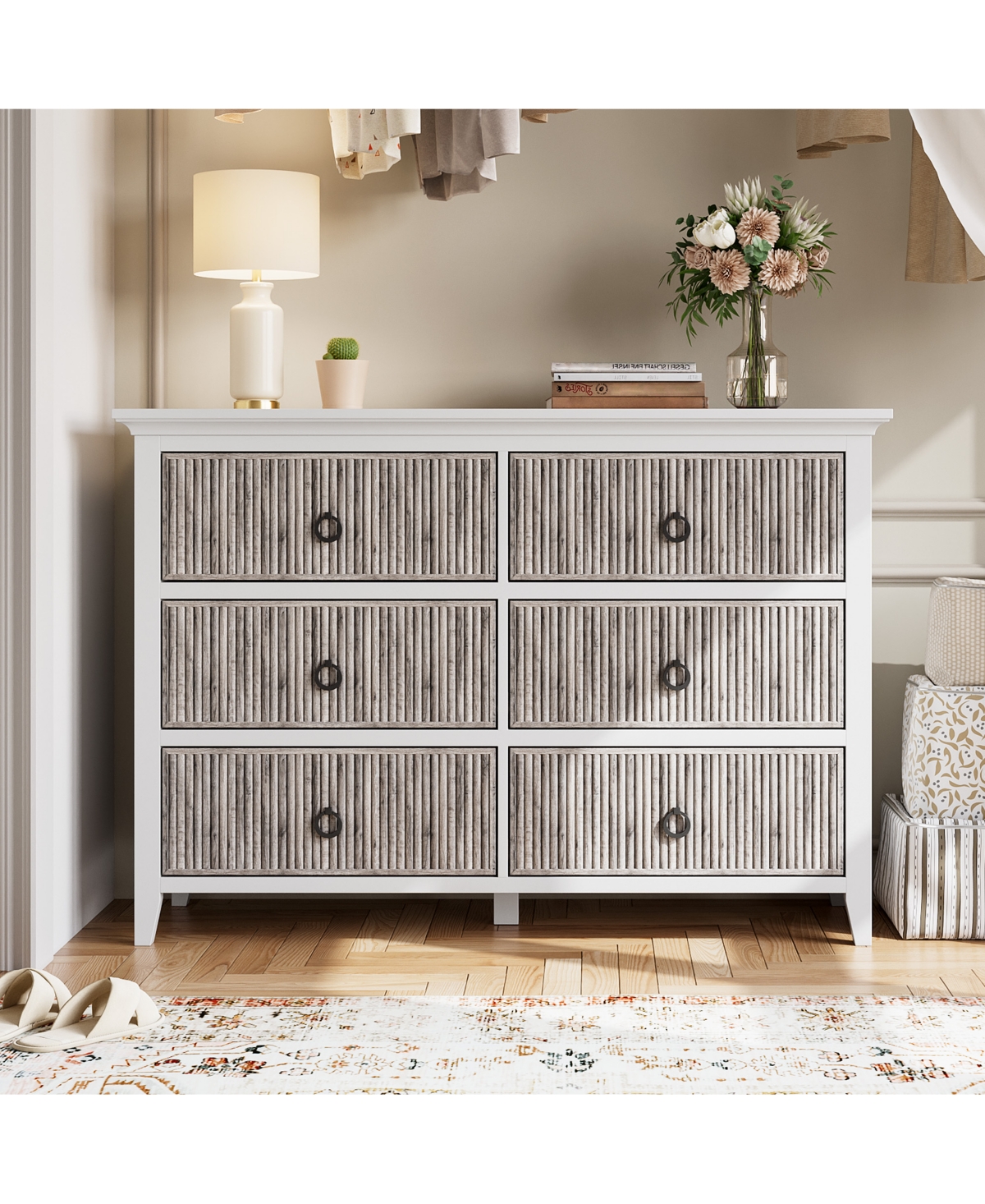 Click here for homfan Modern 6 Drawer Dresser - Spacious Wooden C... prices