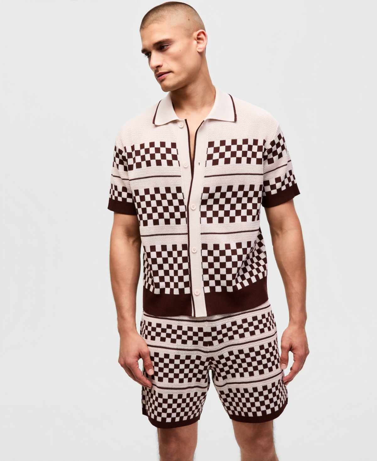 Click here for Mode of One Mens Relaxed-Fit Check Short-Sleeve Bu... prices