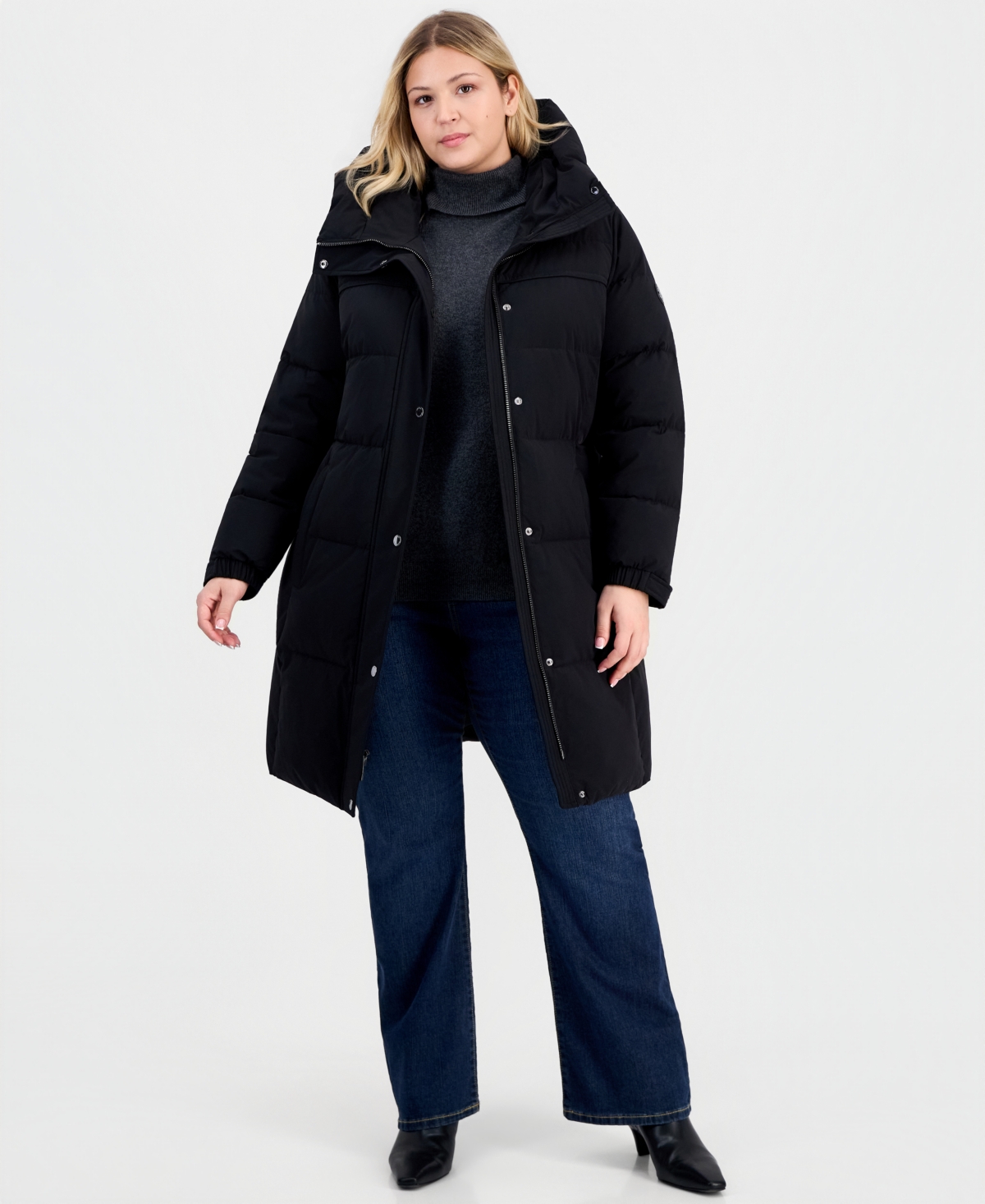 Click here for Michael Michael Kors Plus Size Hooded Belted Puffe... prices