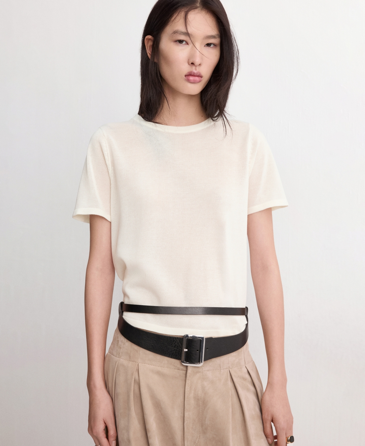 Click here for Mango Womens Short-Sleeved Knitted Sweater - Ecru prices