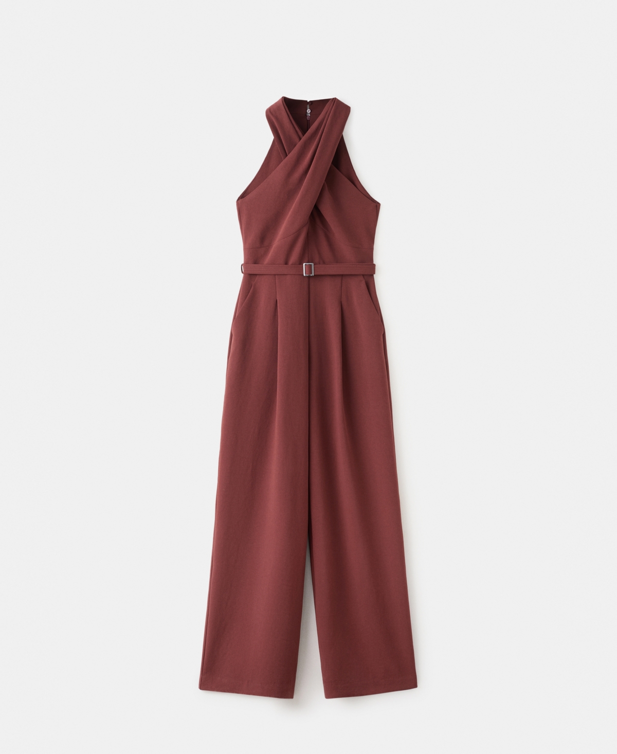 Click here for Mango Womens Belt Wrap Jumpsuit - Maroon prices