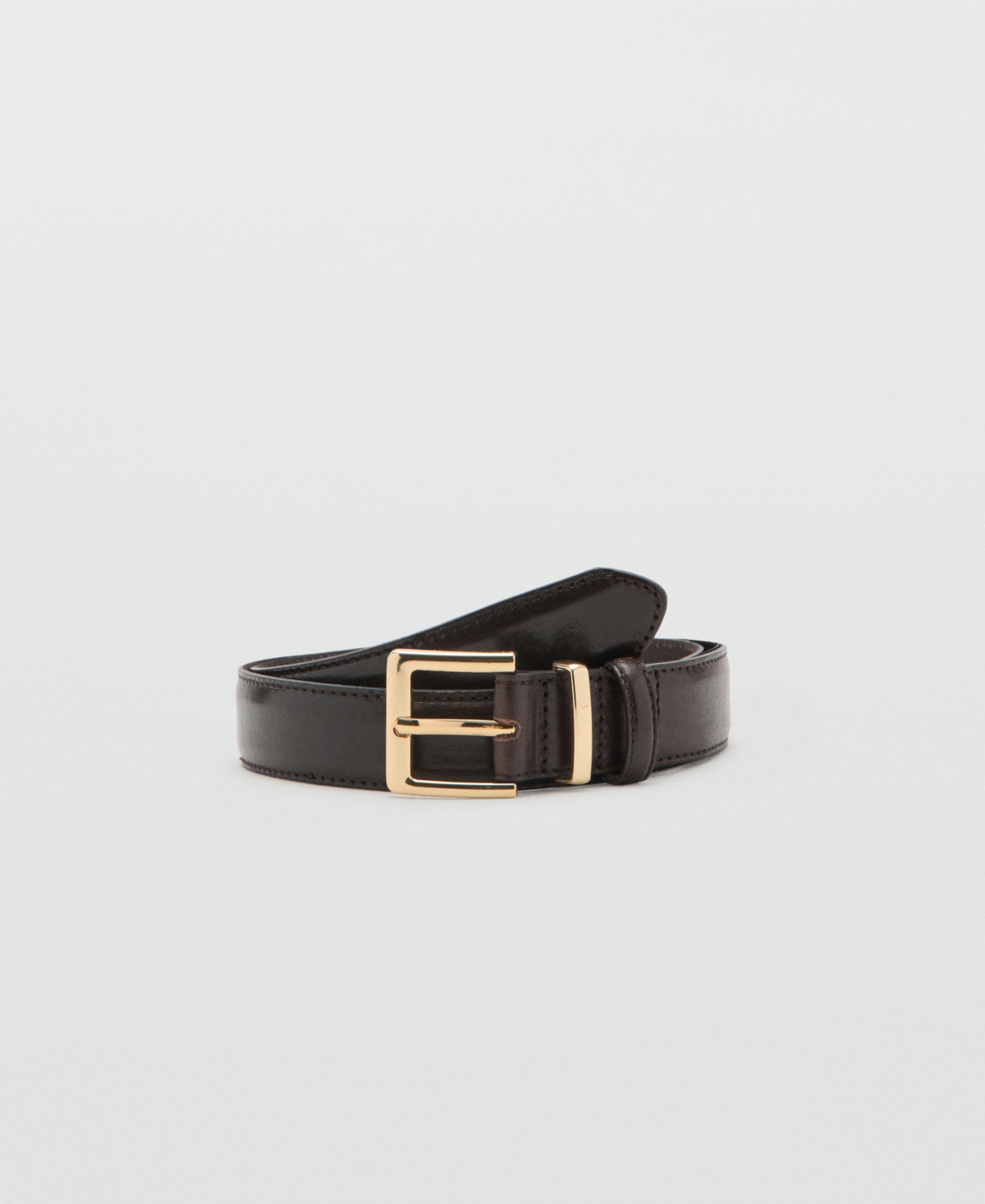 Click here for Mango Womens Square Buckle Leather Belt - Chocolat... prices