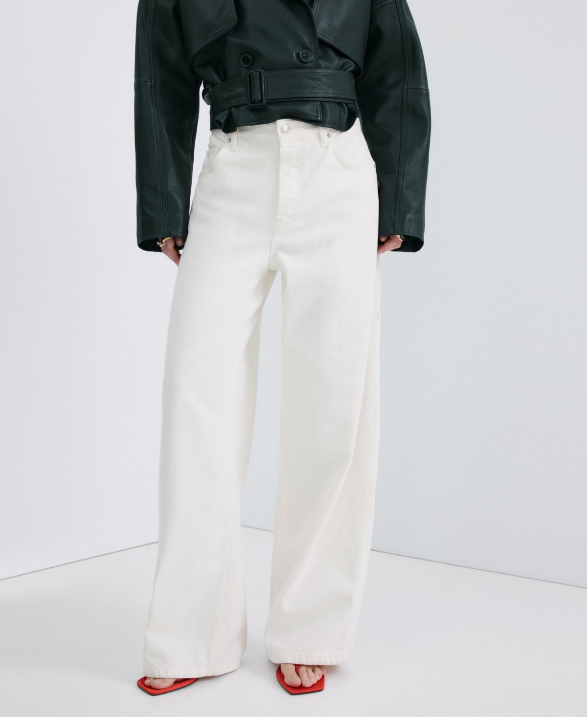 Click here for Mango Womens High-Rise Balloon Jeans - White prices