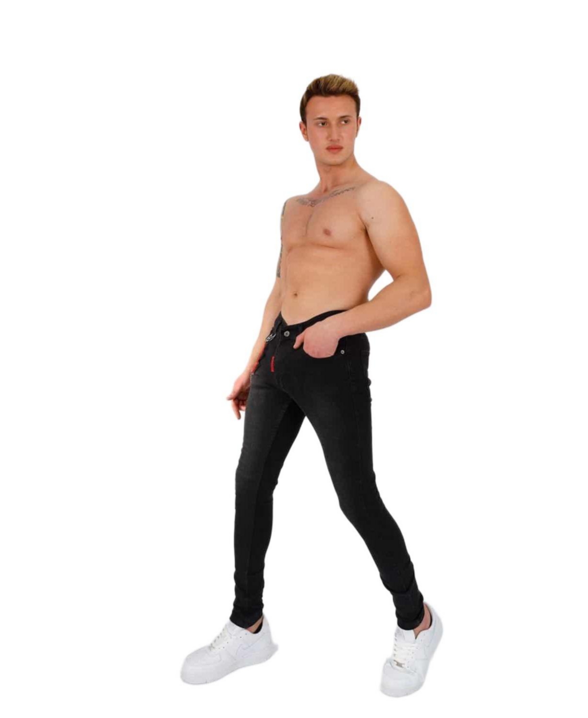 Click here for Elie Balleh Mens Classic Wash Skinny Jeans - Black prices