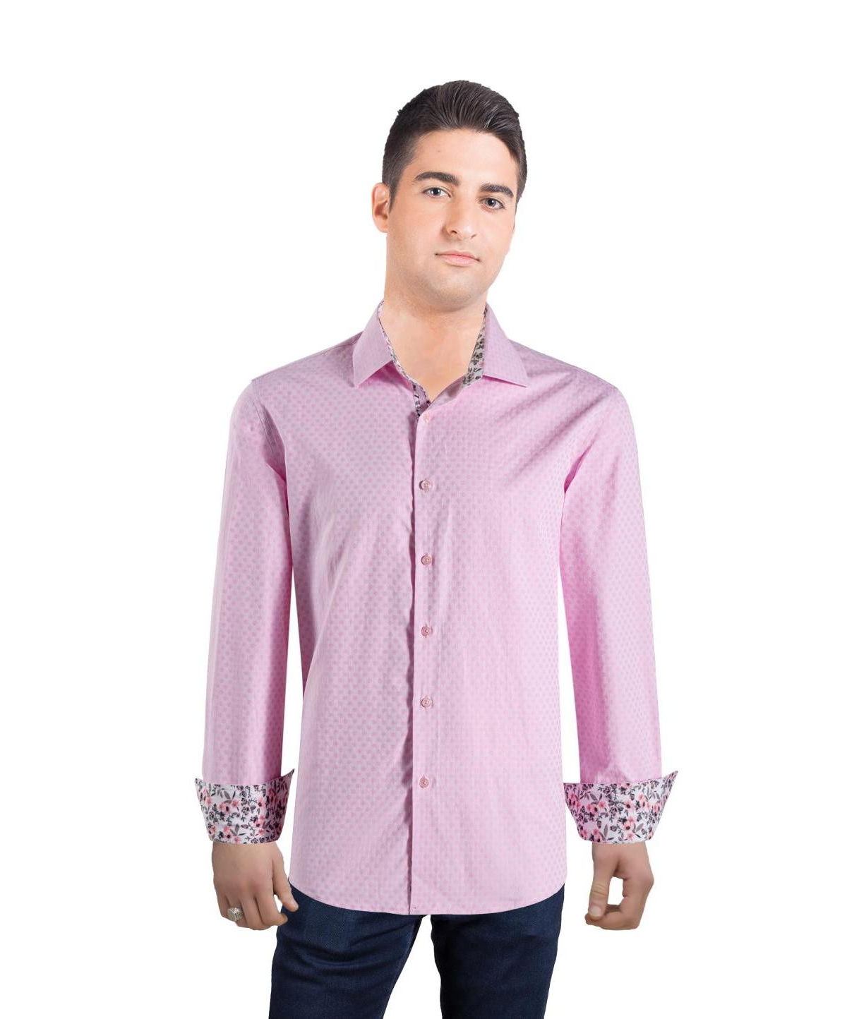 Click here for Elie Balleh Mens Slim Fit Jacquard Dot Button-Down... prices