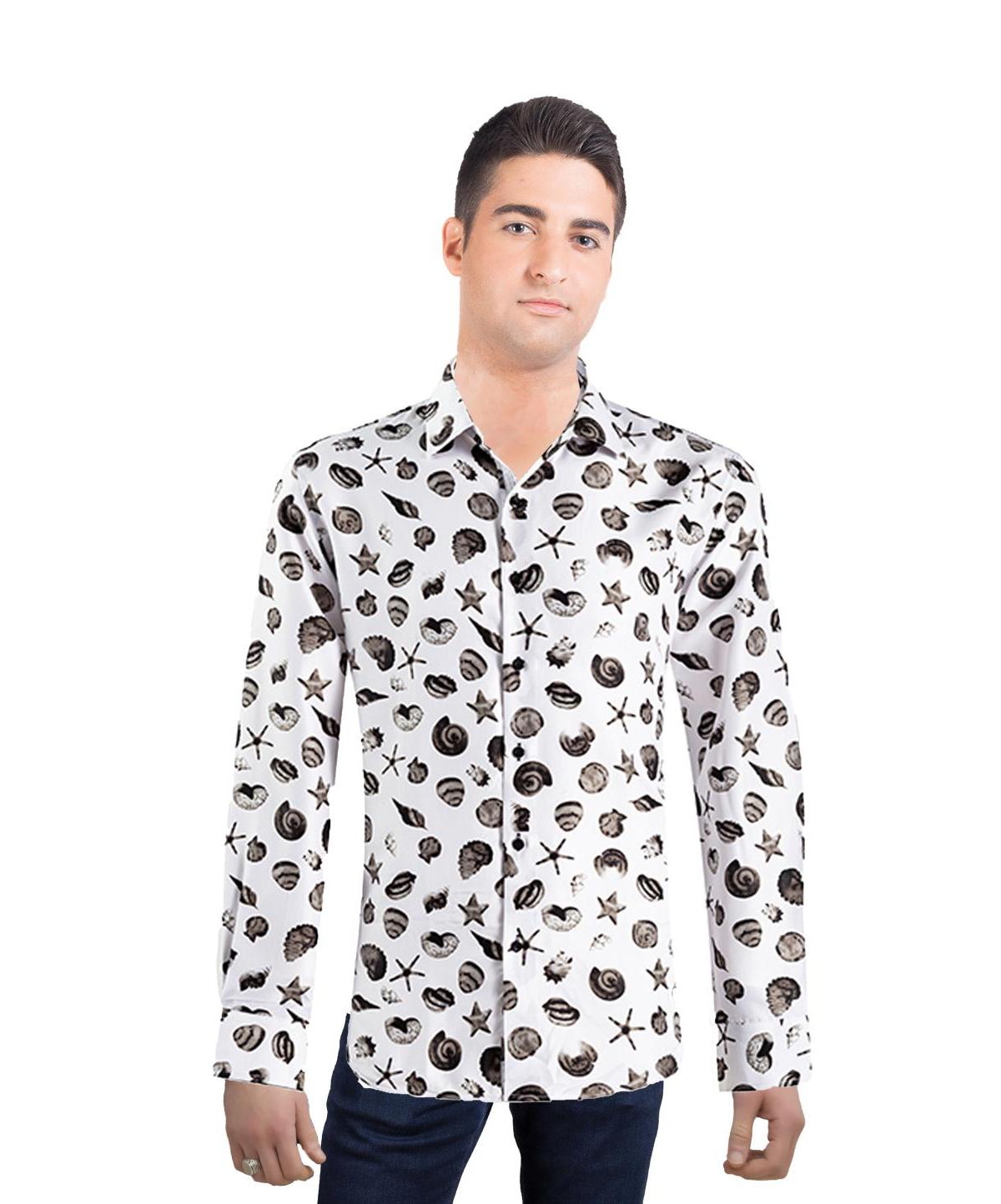 Click here for Elie Balleh Mens Slim Fit Sea Shell Print Shirt -... prices
