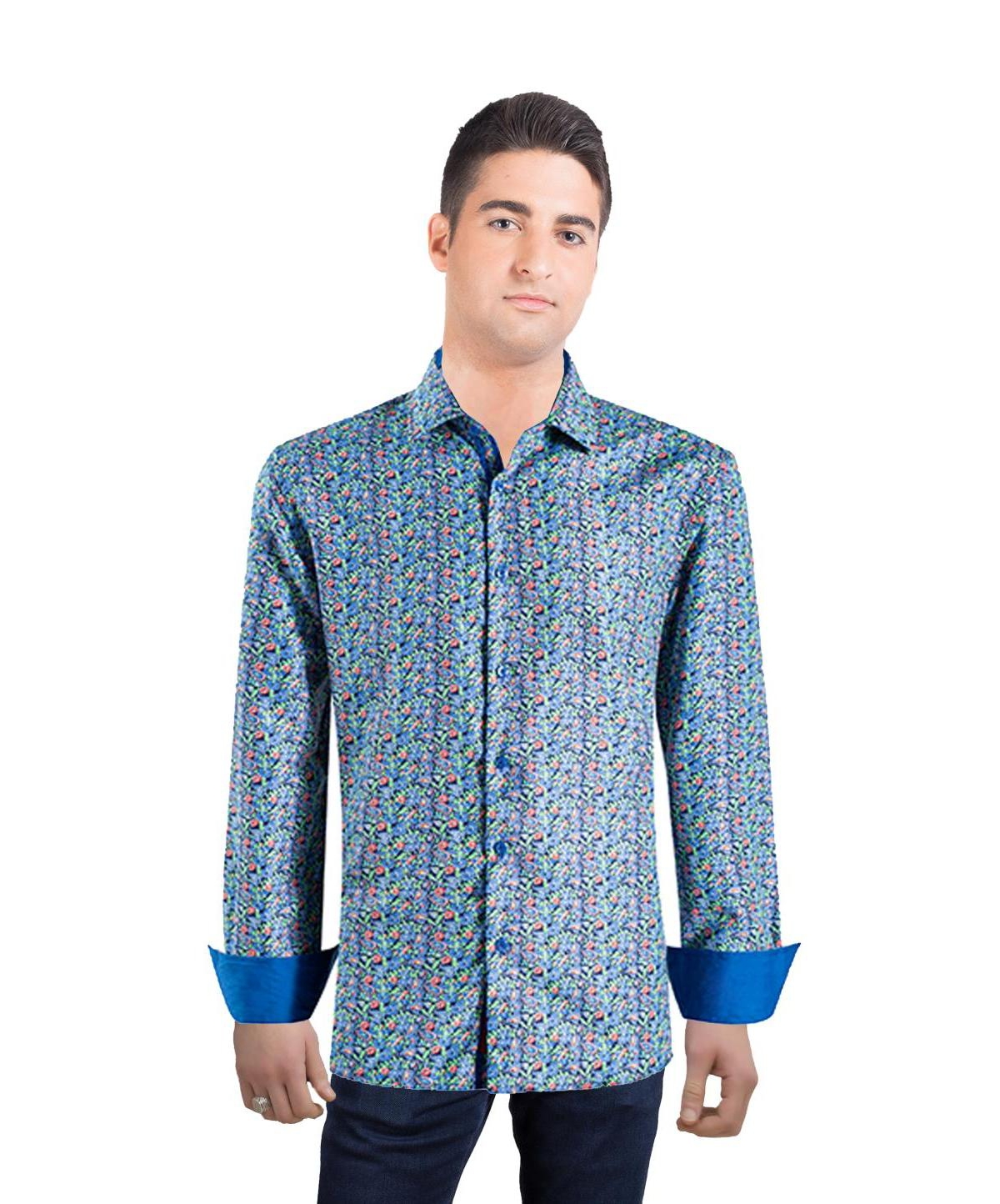 Click here for Elie Balleh Mens Slim Fit Paisley Print Button-Dow... prices