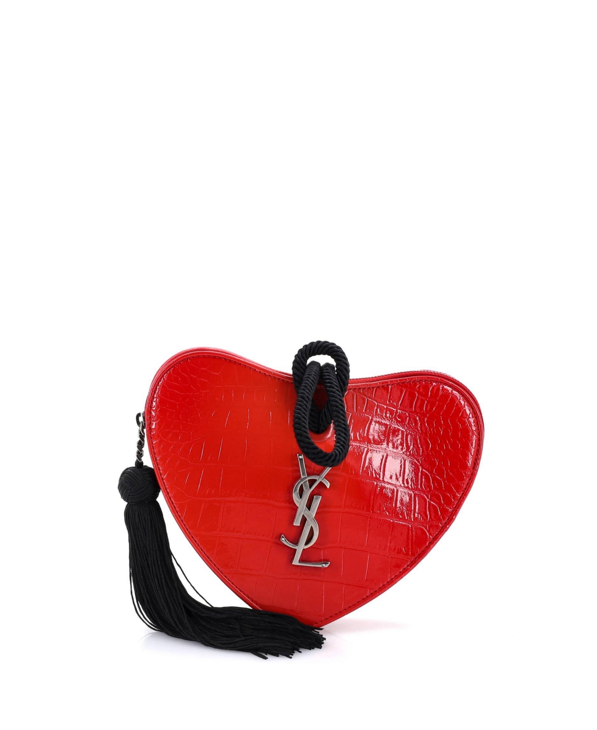 Click here for Pre-Owned Saint Laurent Heart Tassel Clutch Emboss... prices