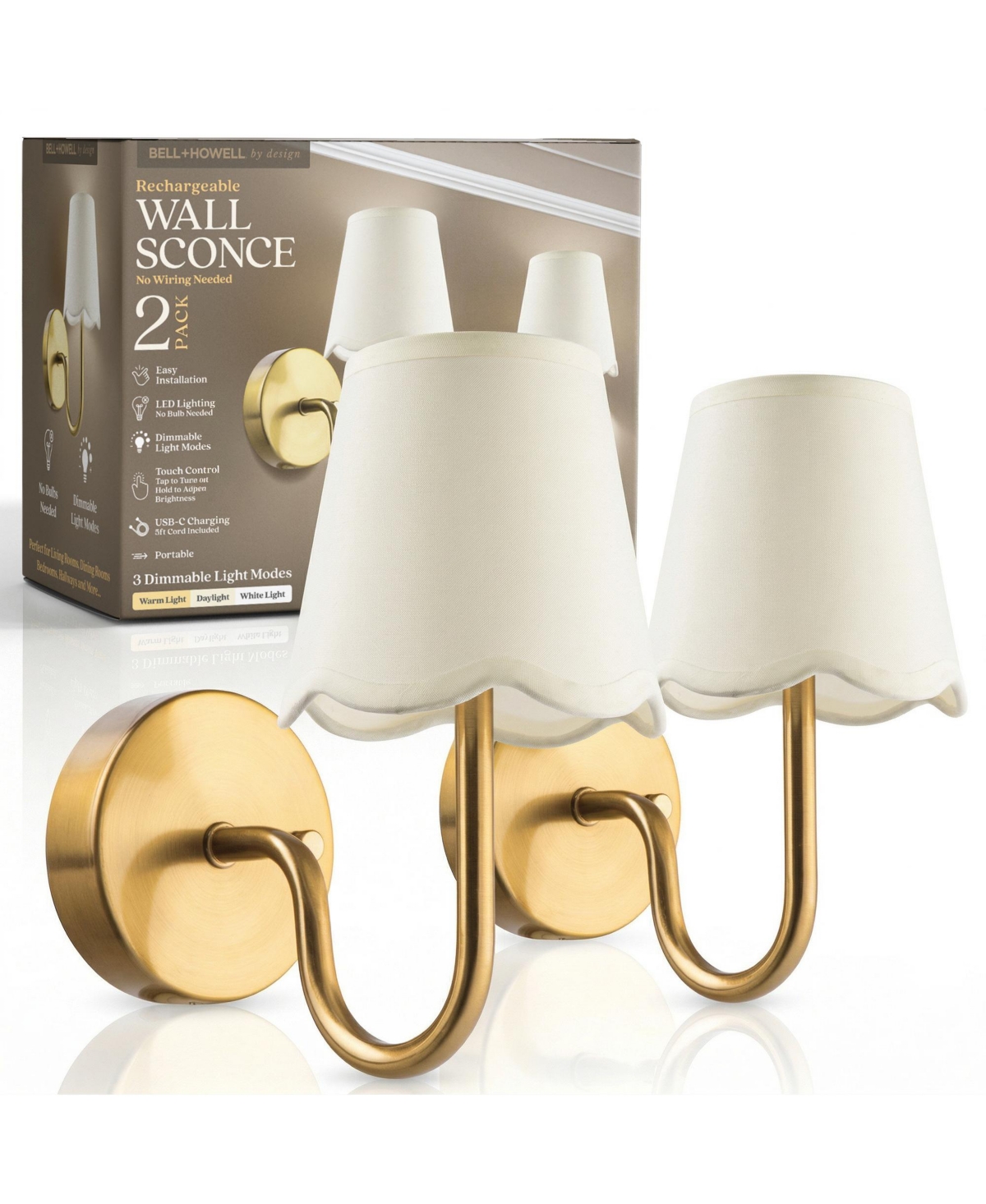 Click here for Bell + Howell Set of 2 Scallop Shade Dimmable Led... prices