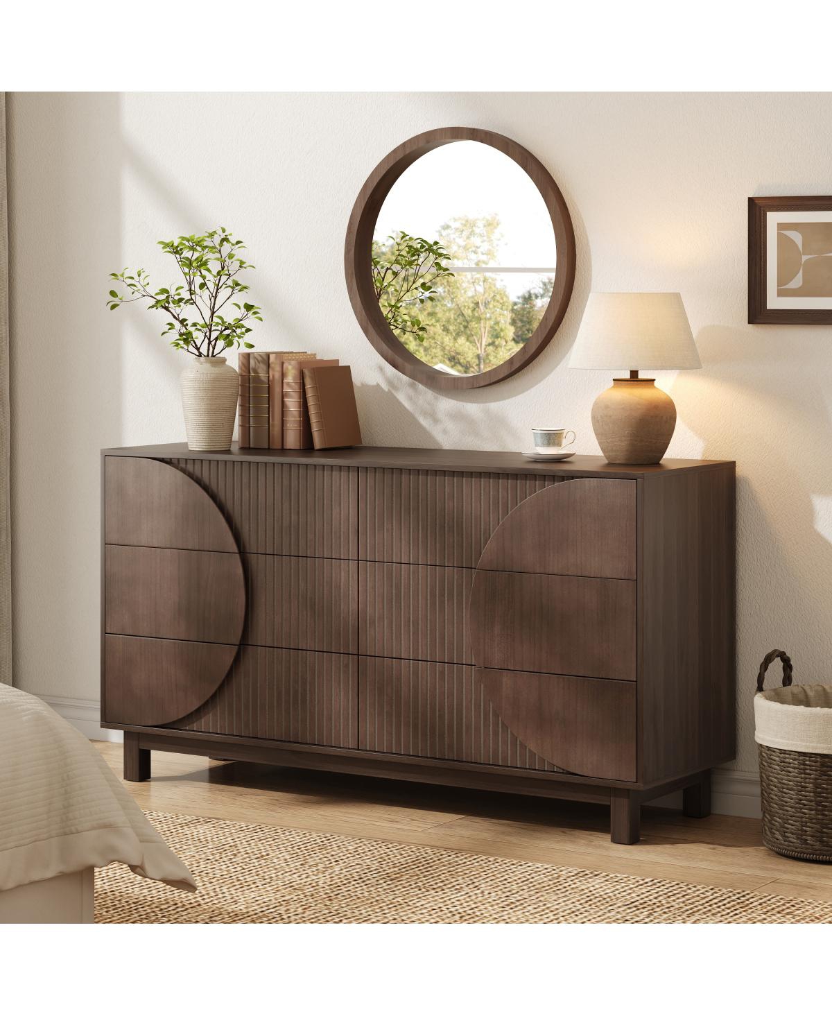 Click here for Streamdale Furniture 6-Drawer Fluted Wood Dresser... prices