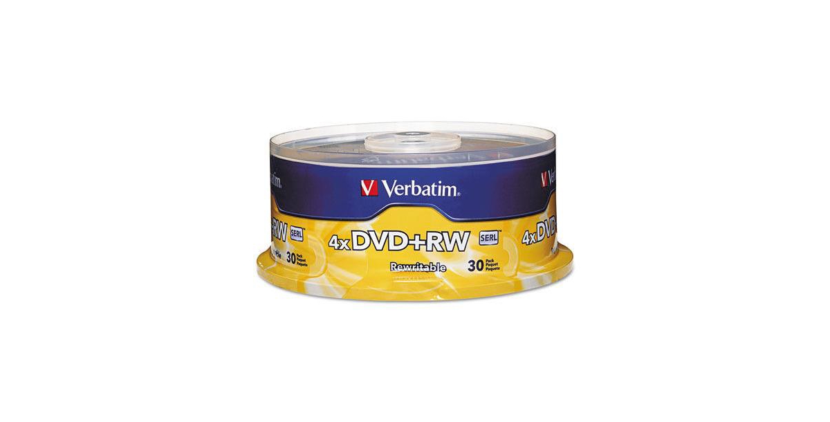 Verbatim 94834 4.7 Gb 4x Dvd Rw Rewritable Disc - 30 Pack - Silver