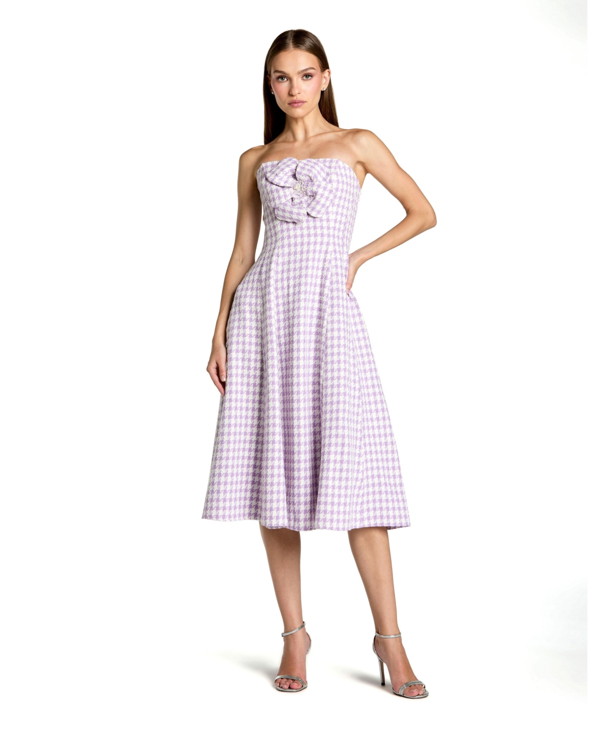 Click here for Mac Duggal Womens Strapless Boucle Midi Dress with... prices