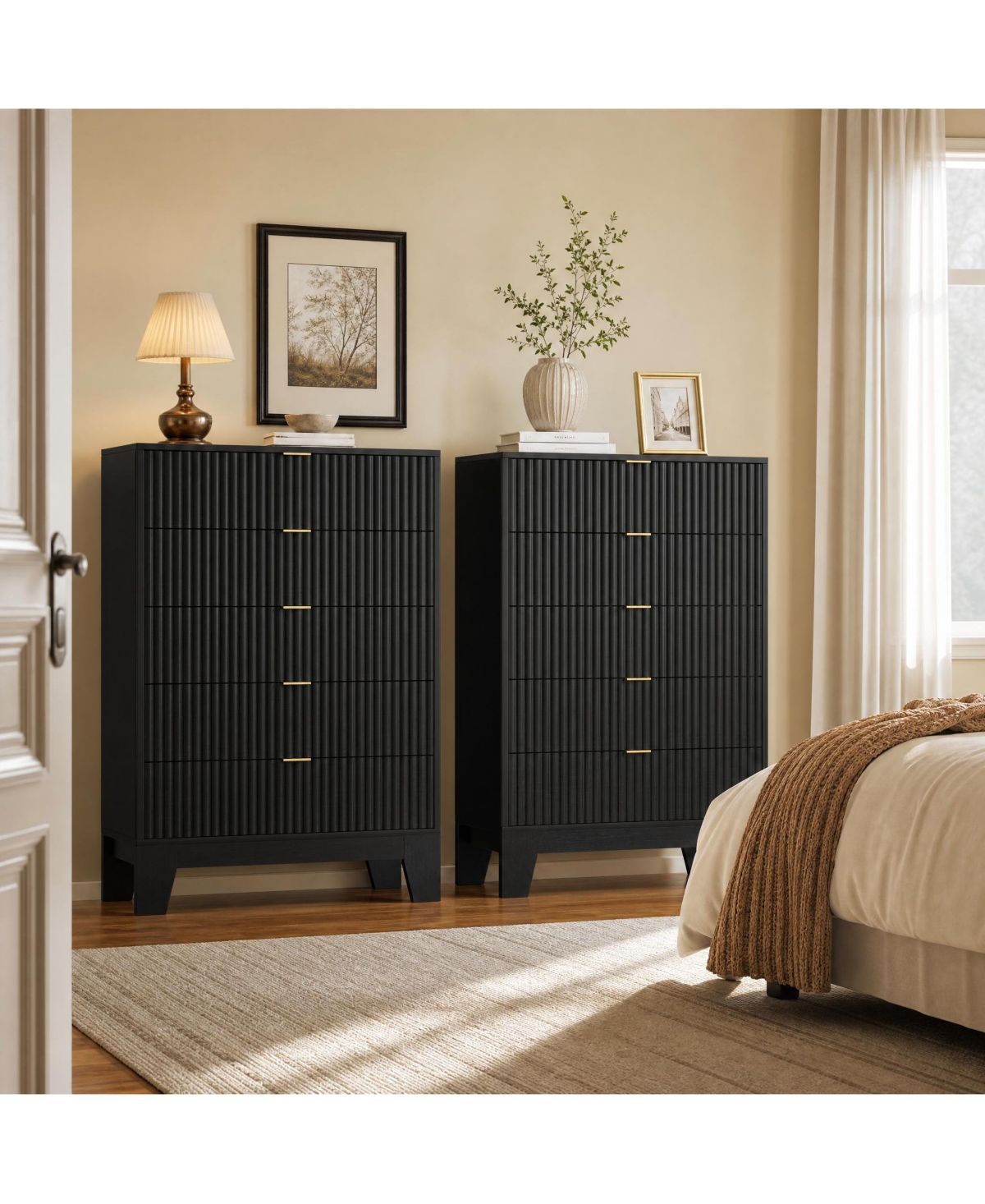 Click here for homfan 2 Set of 5 Drawer Dresser with Wave Pattern... prices