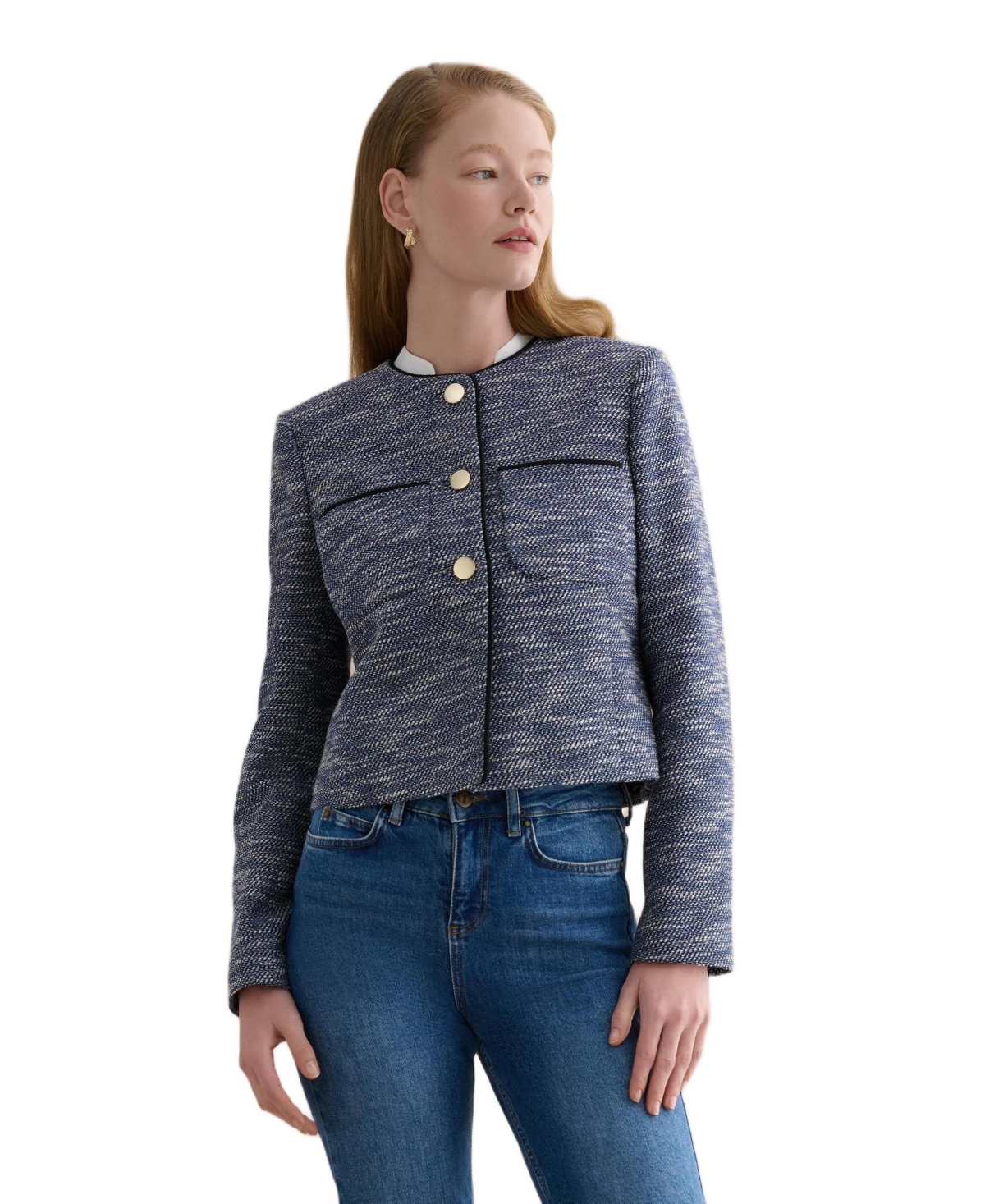 Click here for Hobbs London Womens Aleena Cropped Textured Jacket... prices