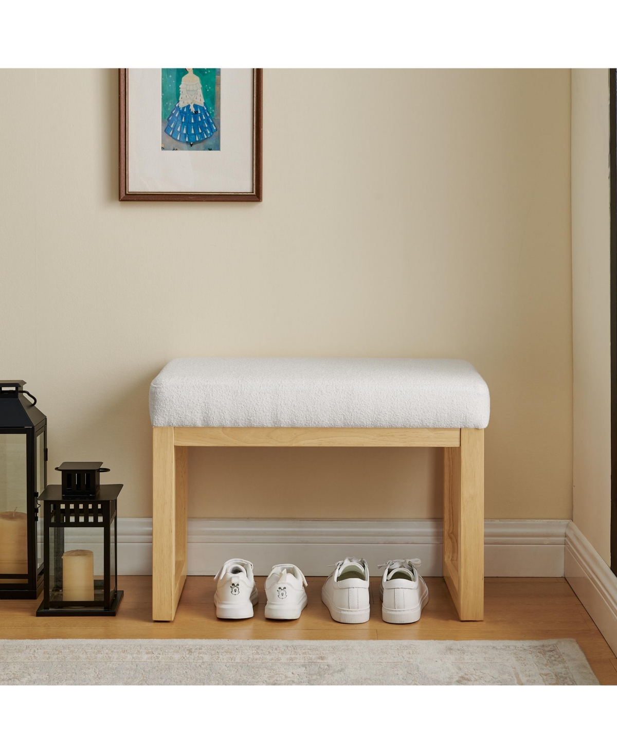 Click here for flynama Beige Wooden Shoe Changing Bench - Beige prices