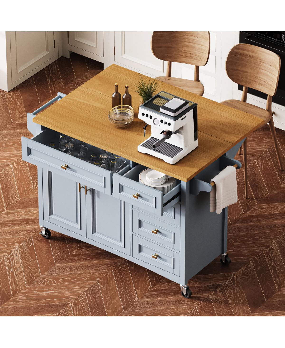 Click here for Streamdale 52 Drop Leaf Kitchen Island with Storag... prices