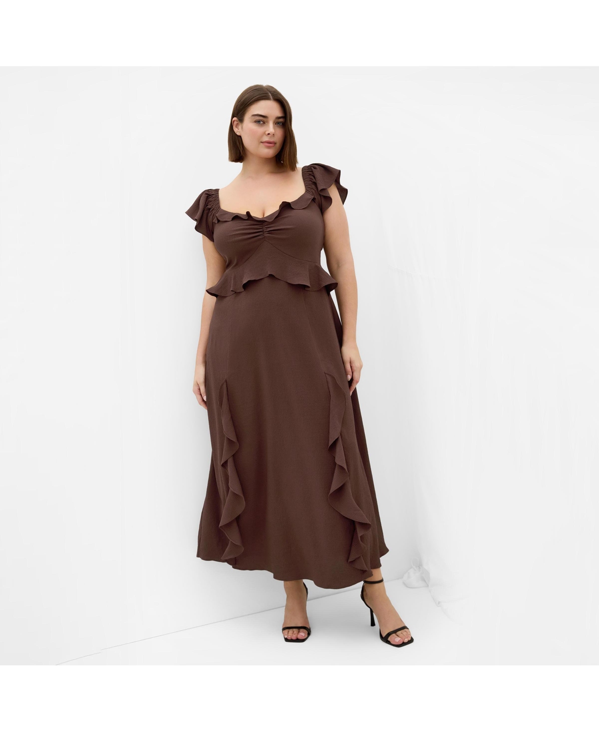 Click here for City Chic Womens Fee Frill Maxi Dress - Truffle prices