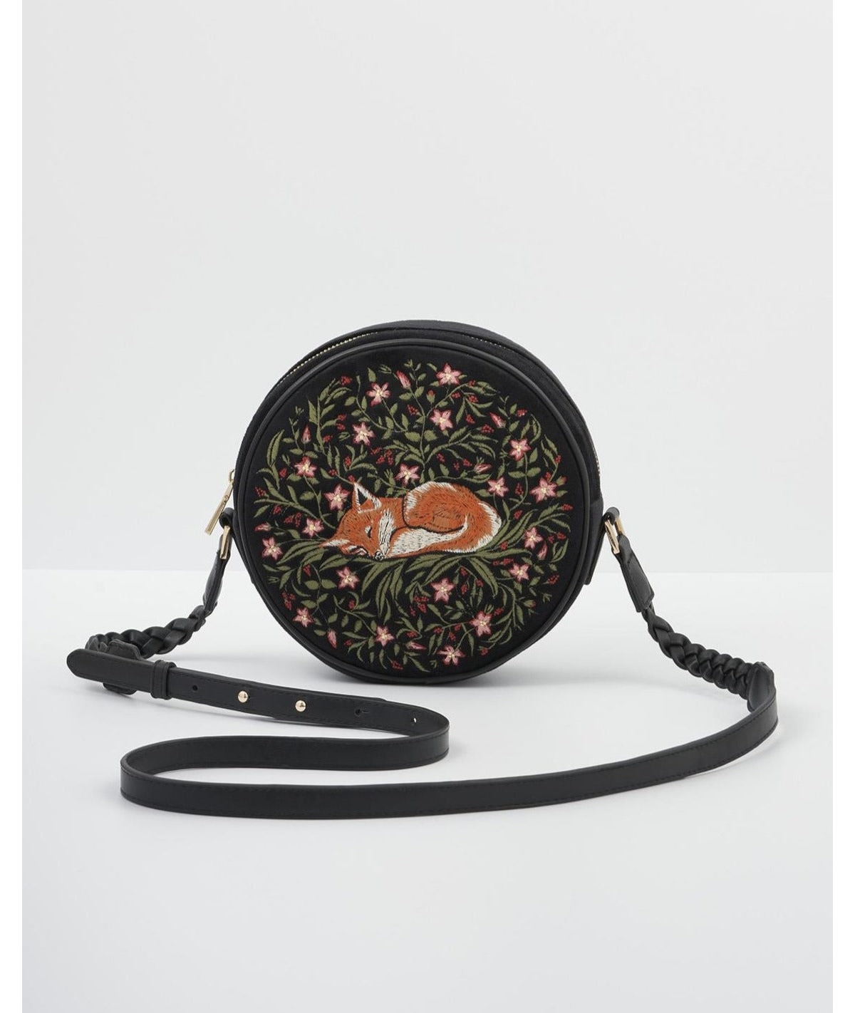 Click here for Fable England Womens Sleepy Fox Circle Bag - Black prices