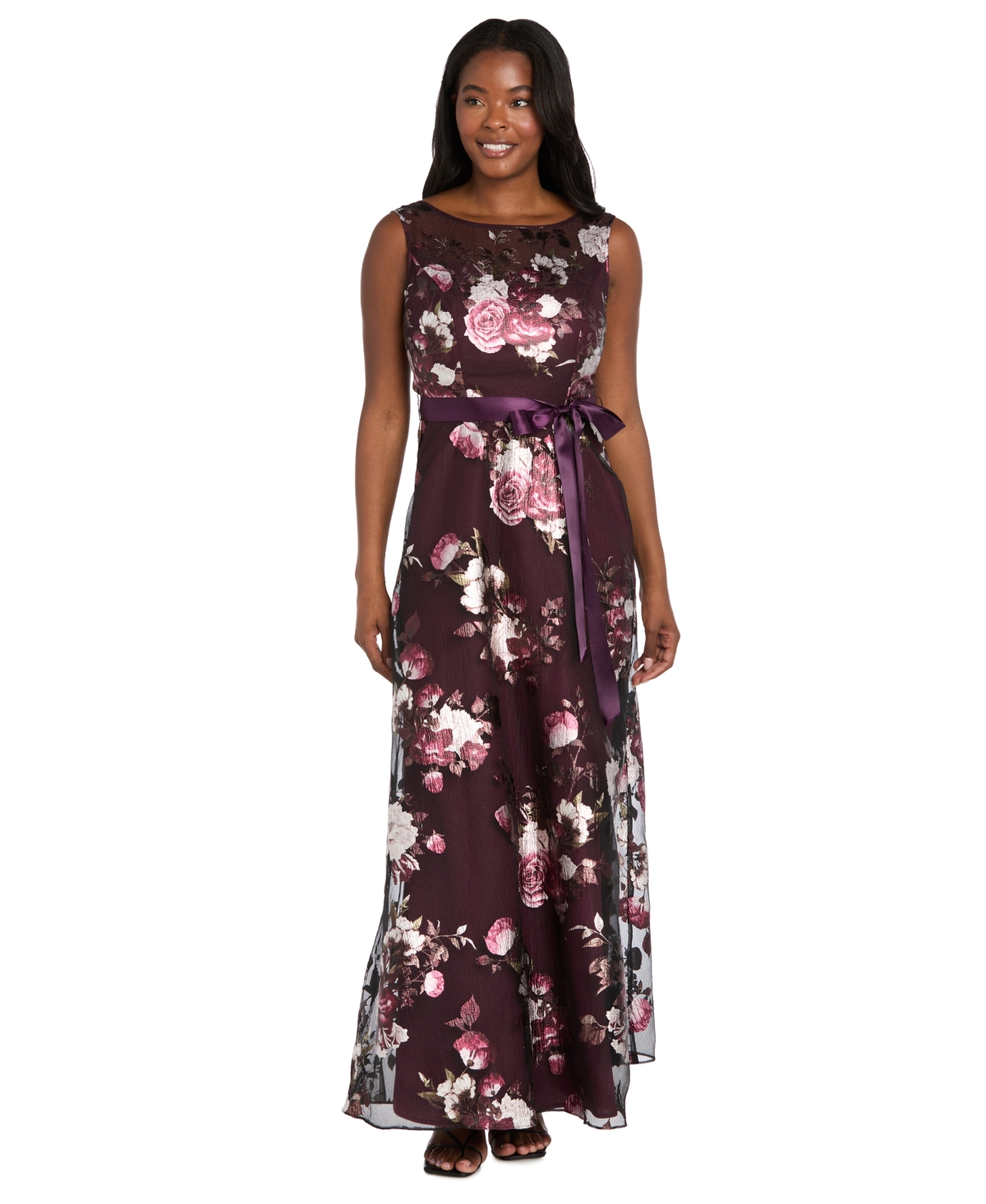 Click here for R & M Richards Womens Printed Foil Floral Boat Nec... prices