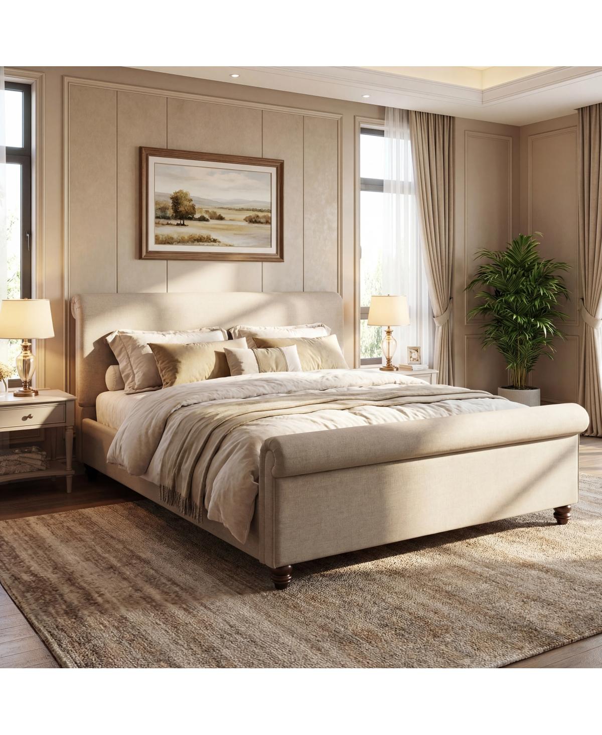 Click here for Streamdale Furniture Upholstered Linen Bed Frame w... prices