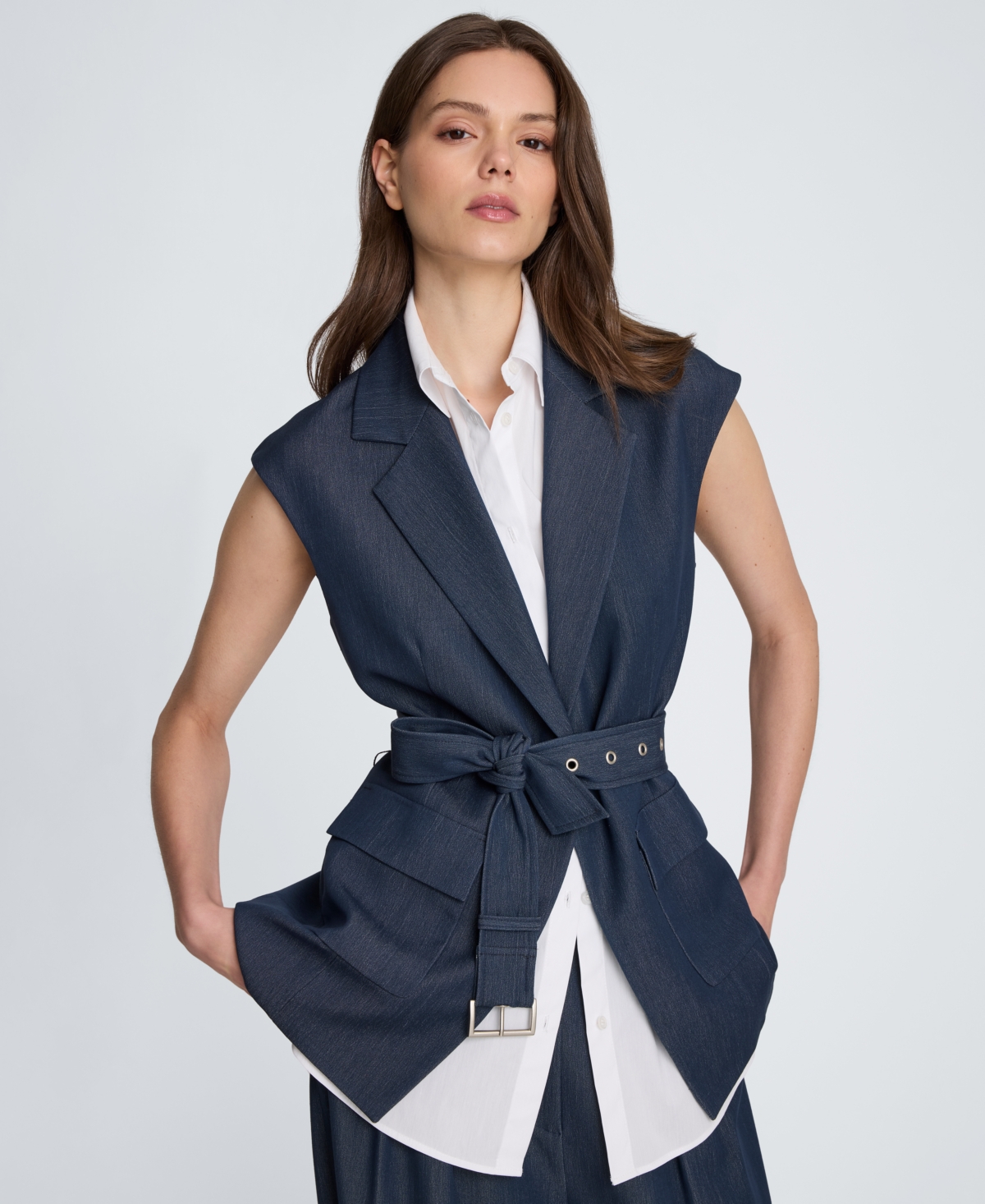 Click here for Kenneth Cole Womens Notch Collar Vest with Detacha... prices