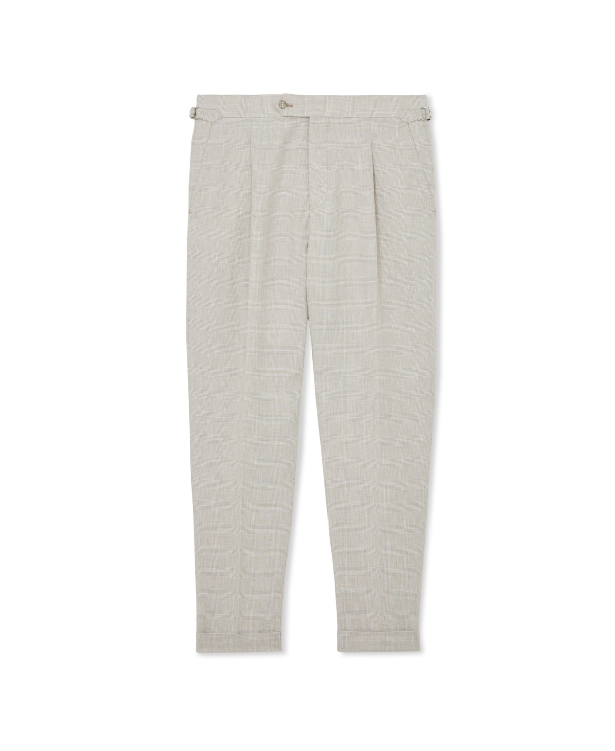 Click here for Reiss Mens Finch Linen-Cotton Check Tapered Pants... prices