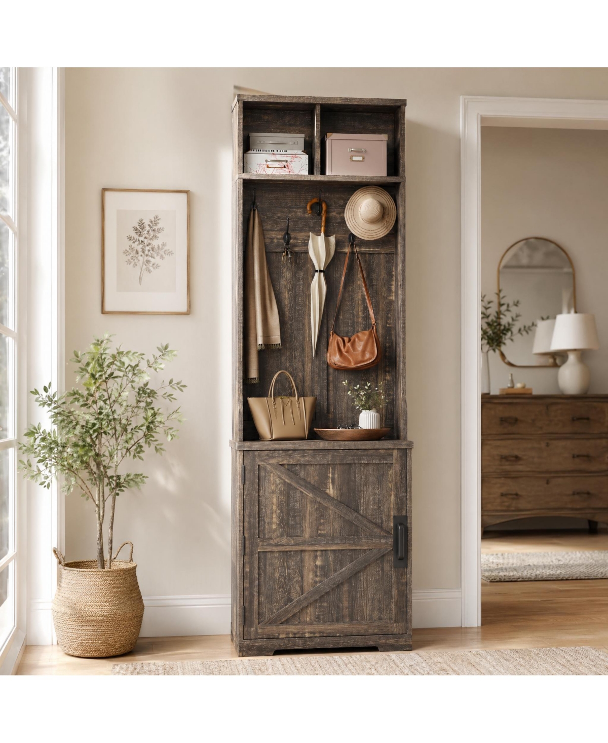 Click here for homfan Farmhouse 3-in-1 Hall Tree with Coat Hooks... prices