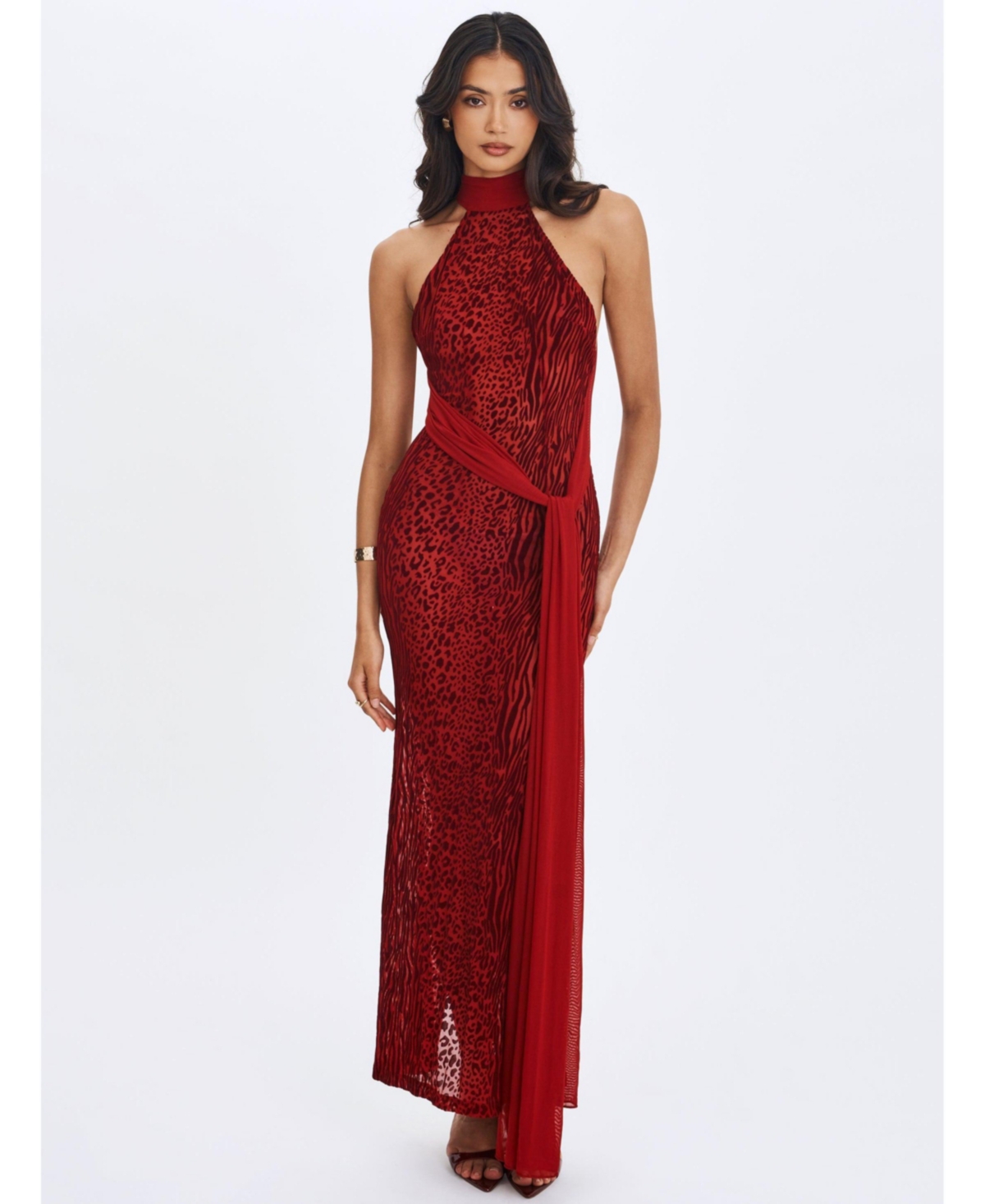 Click here for Miss Circle Womens Cerise Scarlet Burnout Velvet M... prices