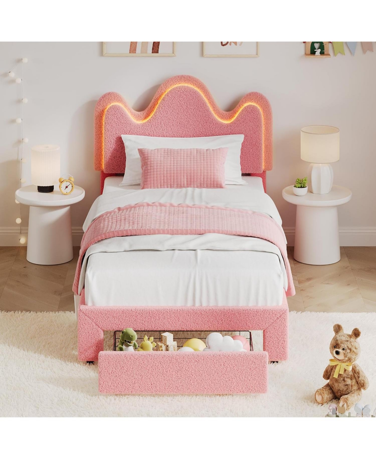 Click here for gaomon Twin Upholstered Led Bed Frame with Storage... prices