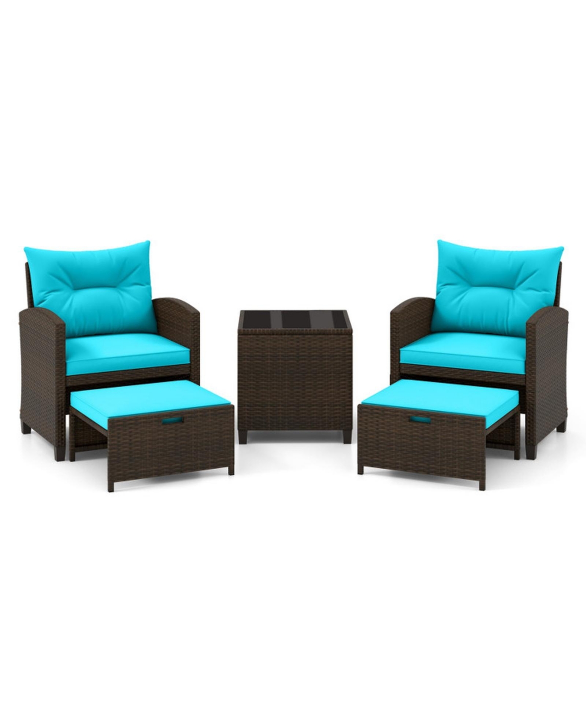 Click here for Sugift 5-Piece Patio Rattan Furniture Set with 2 O... prices