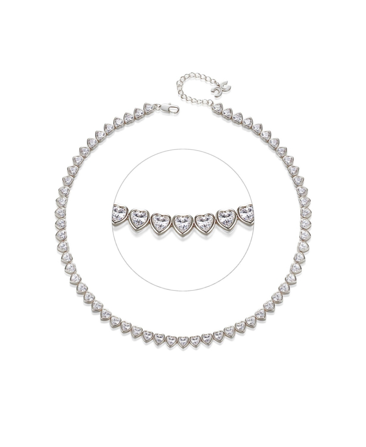 Click here for Heart Shaped Zirconia Tennis Choker Necklace - Sil... prices