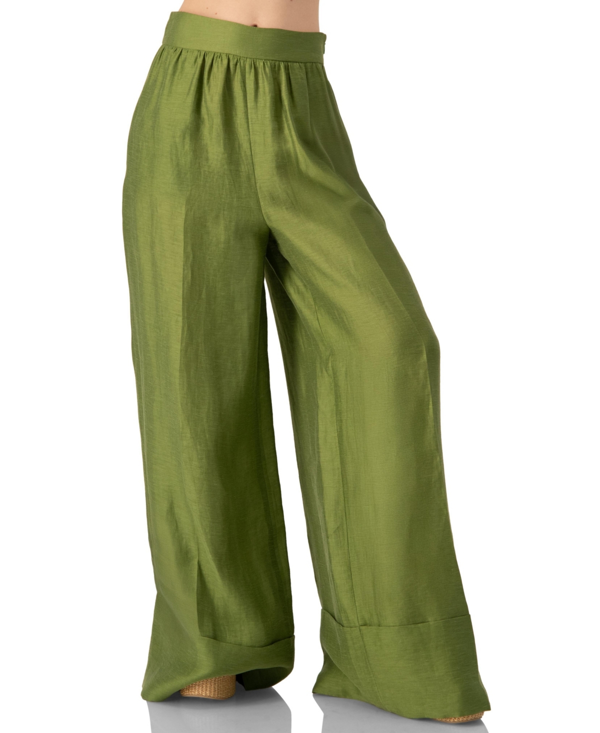 Click here for Ivonne Womens Linen Maxi Wide-Leg Pants - Green prices