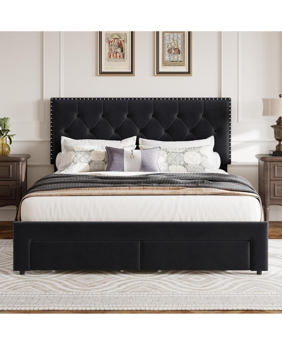 Click here for gaomon Bed Frame with 2 Storage Drawers  Vintage V... prices