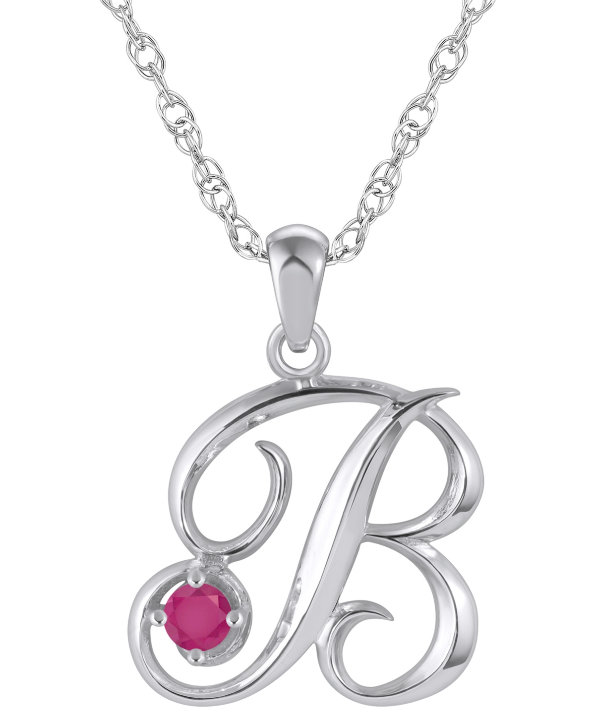 Click here for Macys Ruby (1/6 ct. t.w.) Initial Pendant Necklace... prices