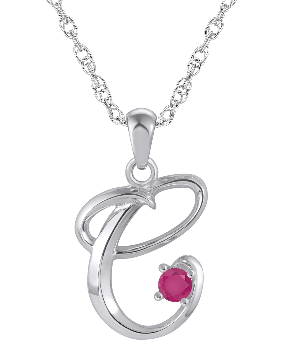 Click here for Macys Ruby (1/6 ct. t.w.) Initial Pendant Necklace... prices