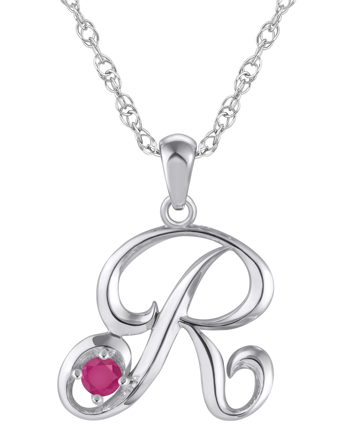 Click here for Macys Ruby (1/6 ct. t.w.) Initial Pendant Necklace... prices