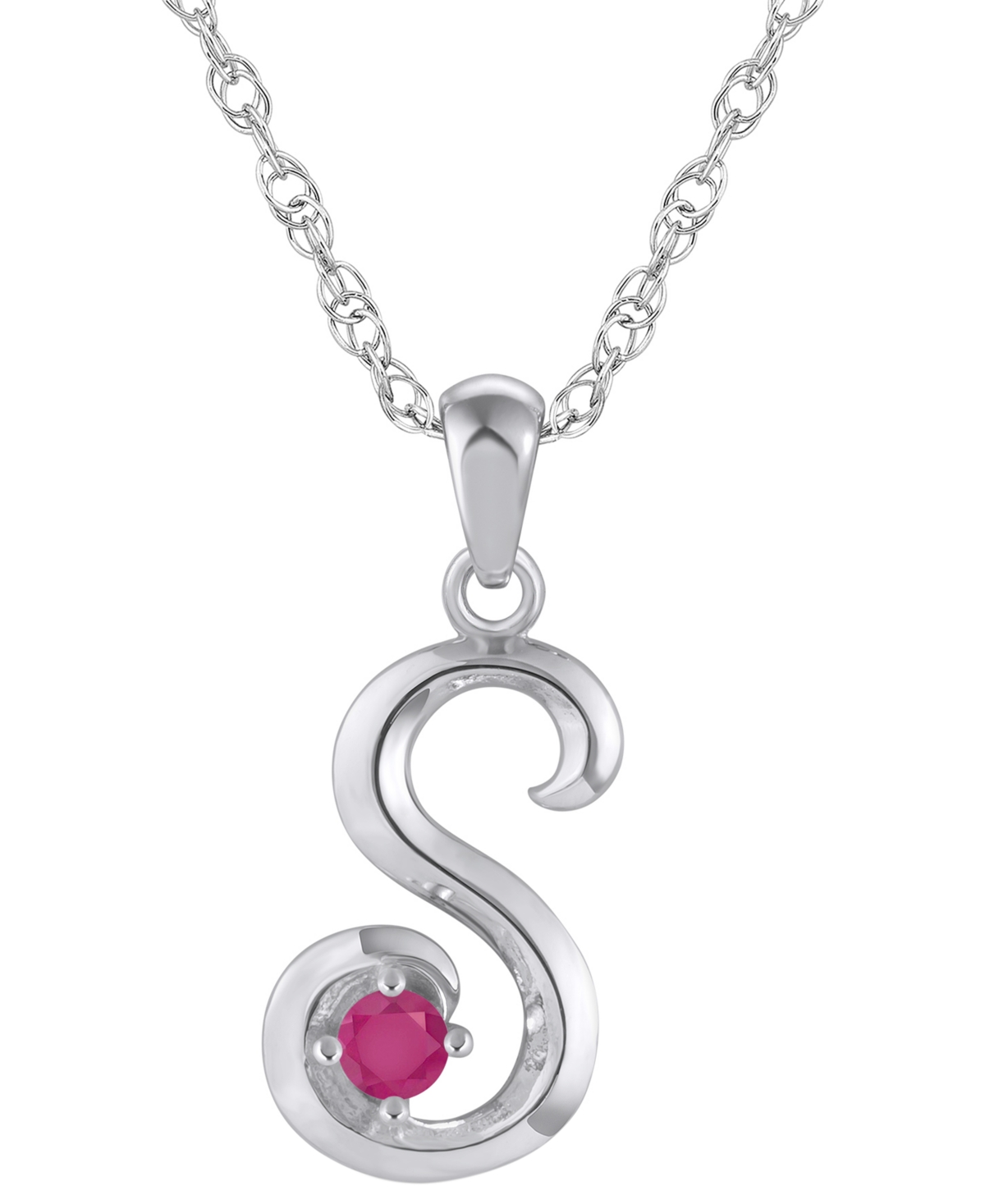 Click here for Macys Ruby (1/6 ct. t.w.) Initial Pendant Necklace... prices
