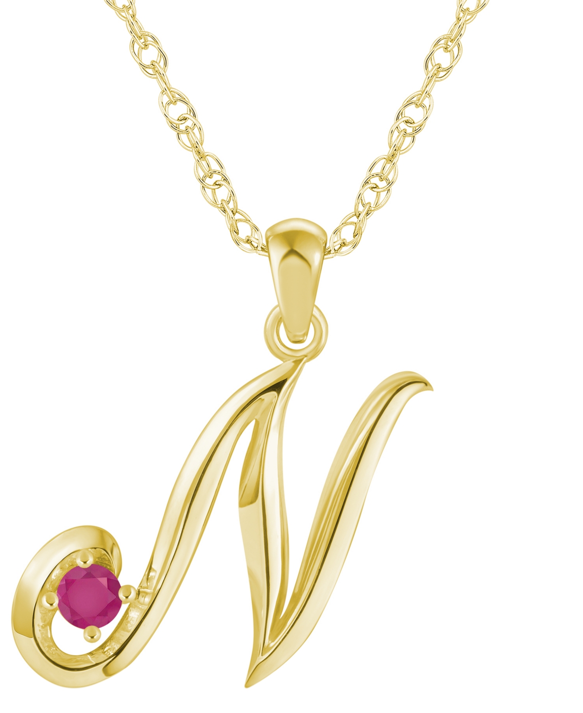 Click here for Macys Ruby (1/6 ct. t.w.) Initial Pendant Necklace... prices