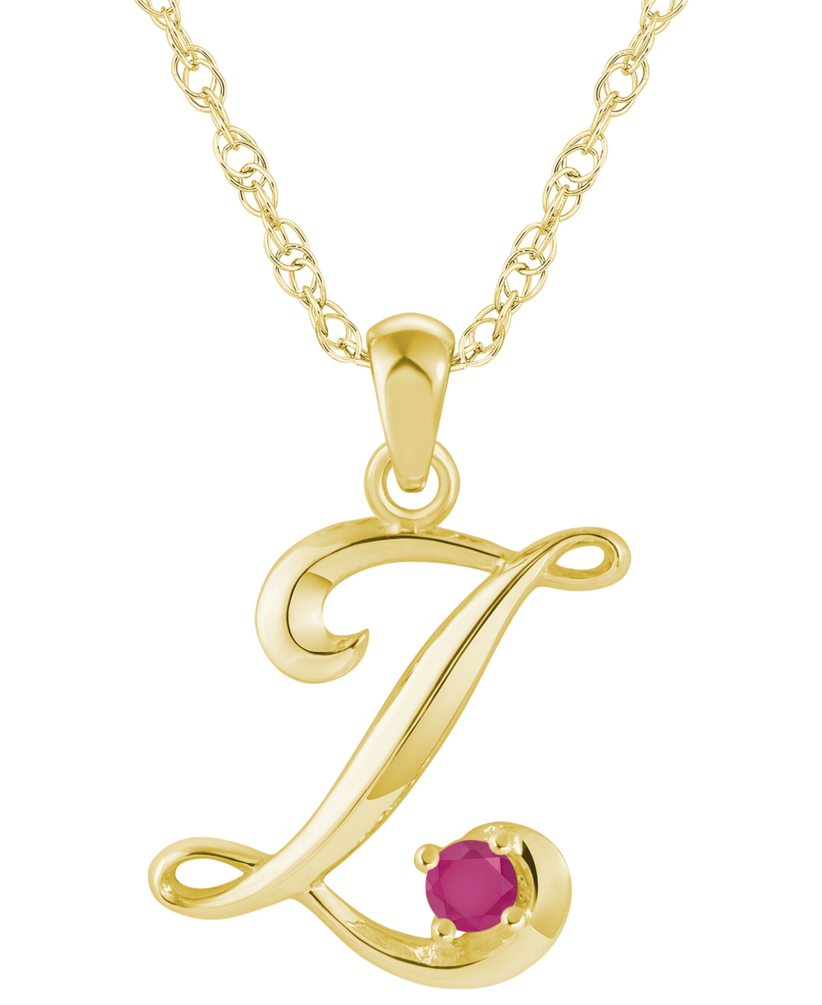 Click here for Macys Ruby (1/6 ct. t.w.) Initial Pendant Necklace... prices