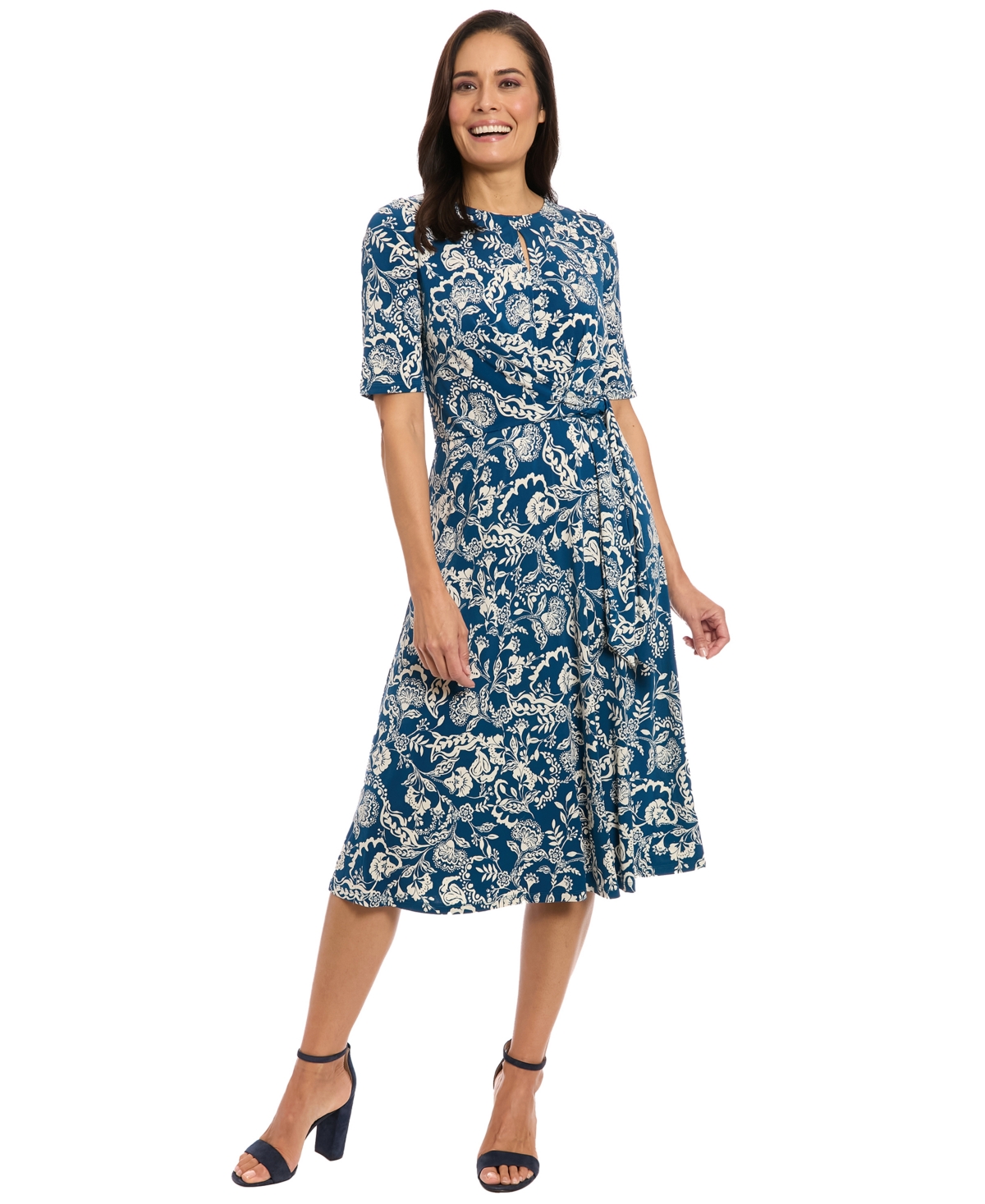 Click here for London Times Womens Crewneck Fit and Flare Midi Dr... prices
