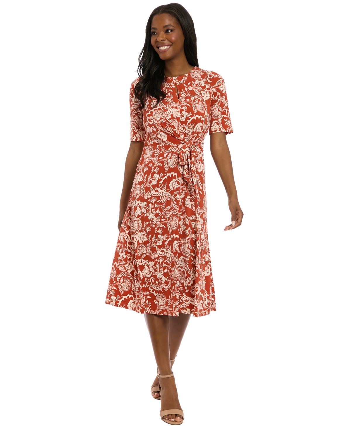 Click here for London Times Womens Crewneck Fit and Flare Midi Dr... prices