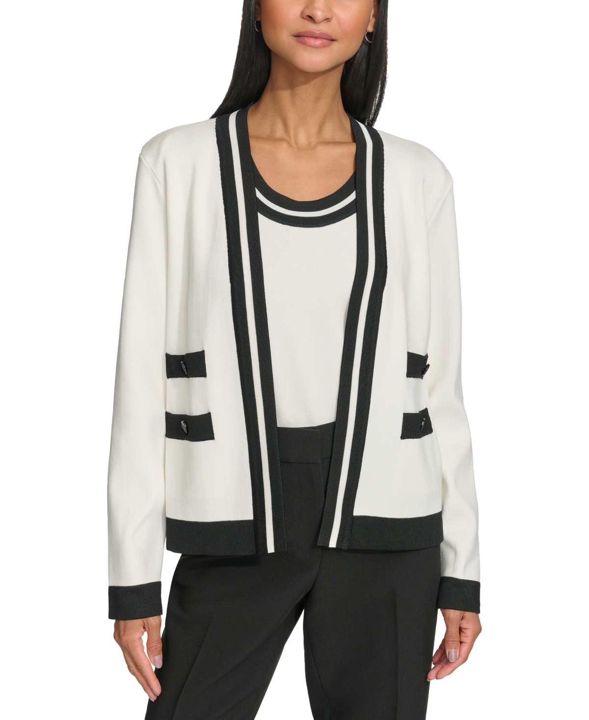 Click here for Karl Lagerfeld Paris Petite Open-Front Jacket - So... prices